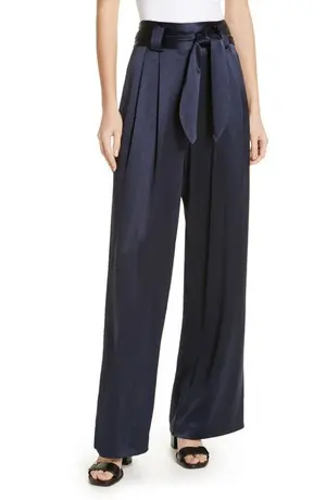 Flowy Satin Pleated Pants for Women