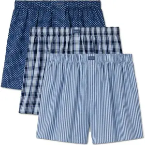 Tommy John Assorted 3-pack Woven Cotton Boxers - Gents Blue/cerulean/stripe