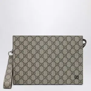 Gucci Gg Supreme Fabric Small Pouch - Brown