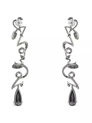 ANABELA CHAN 14k White Gold Vermeil Script Diamond Earrings
