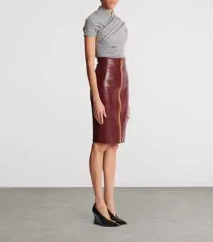 Balmain Lambskin Zip-up Pencil Skirt