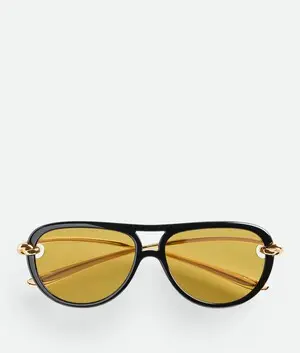 BOTTEGA  VENETA Knot Aviator Sunglasses - Black/yellow