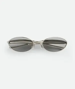 Bottega Veneta Sardine Oval Sunglasses Silver/gray