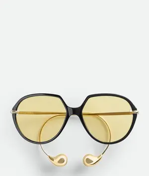 BOTTEGA  VENETA Squared Sunglasses - Black/yellow