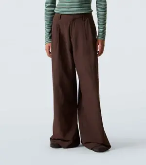 ERL Pleated Wide-leg Pants - Brown