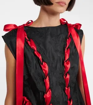 Simone Rocha Satin-trimmed Brocade Midi Dress