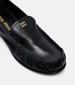 Miu Miu Logo Leather Loafers