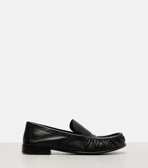 Miu Miu Logo Leather Loafers - Black
