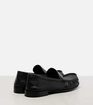 Miu Miu Logo Leather Loafers - Black