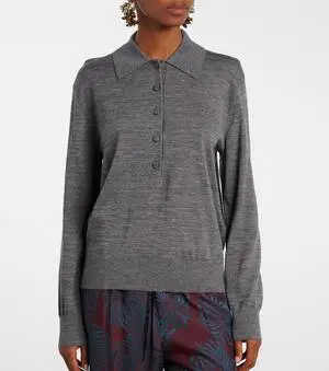 Dries Van Noten Wool Polo Sweater - Grey