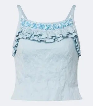 SHUSHU/TONG Bow-detail Cutout Top - Blue