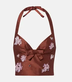 SHUSHU/TONG Bow-detail Cutout Top - Brown