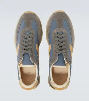 Visvim Fkt Suede-trimmed Sneakers - Blue