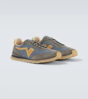 Visvim Fkt Suede-trimmed Sneakers - Blue