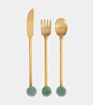 NATALIA CRIADO Embellished -plated Cutlery Set - Gold
