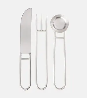 NATALIA CRIADO Artefacto -plated 3-piece Cutlery Set - Silver
