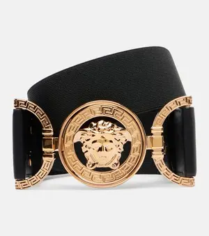 Versace Medusa '95 Leather-trimmed Belt - Black