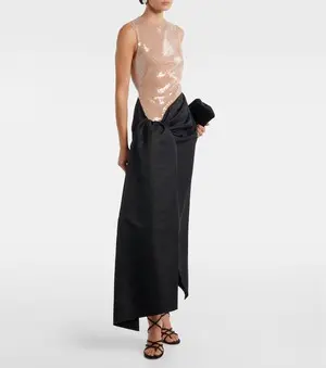 David Koma Sequined Draped Maxi Dress