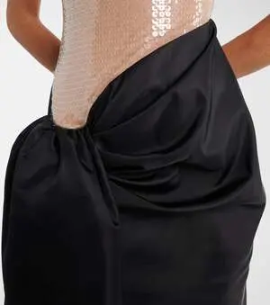 David Koma Sequined Draped Maxi Dress