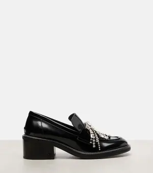 JIMMY CHOO Tylor Embellished Leather Loafer Pumps