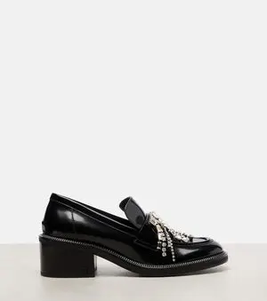 JIMMY CHOO Tylor Embellished Leather Loafer Pumps