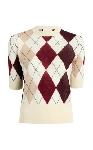 Khaite Argyle-knit Cashmere-blend Top - Ivory