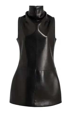 Khaite Daria Leather Mini Dress - Black