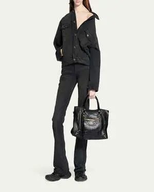 Balenciaga Le City Medium Croc-embossed Leather Crossbody Bag