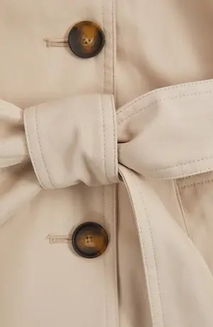 REISS Azura Trench Coat With Removable Quilted Hood - Stone