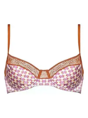 ERES Stereo Geometric-print Bra Brown
