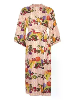 ERES Saveur Fruit-print Chain-pattern Reversible Robe - Pink