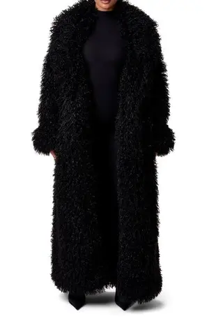Naked Wardrobe Faux Shearling Coat - Black