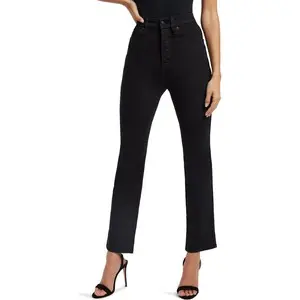 Good American High Waist Straight Leg Jeans - Black001