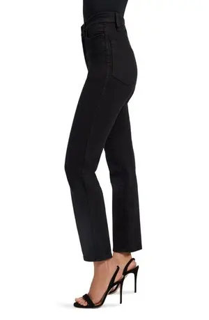 Good American High Waist Straight Leg Jeans - Black001