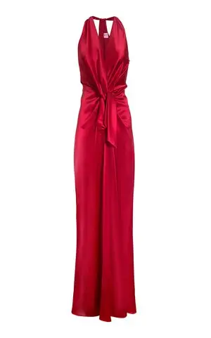 Delphine Ava Silk Gown - Red