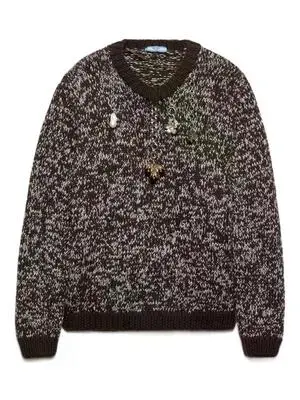 Prada Charm-embellishment Sweater - Brown