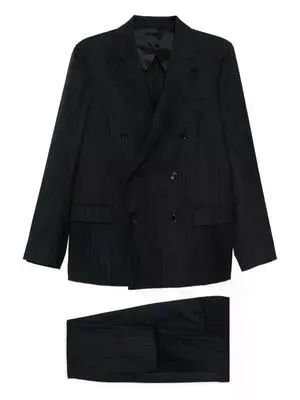 LARDINI Wool Double-breasted Suit - Blue