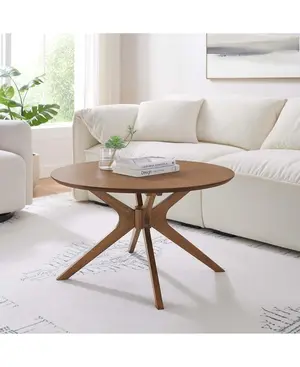 MODWAY Crossroads Round Wood Coffee Table - Walnut