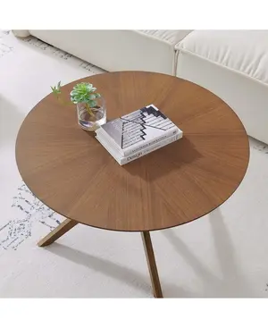 MODWAY Crossroads Round Wood Coffee Table - Walnut