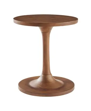 MODWAY Lina Round Wood Side Table - Walnut