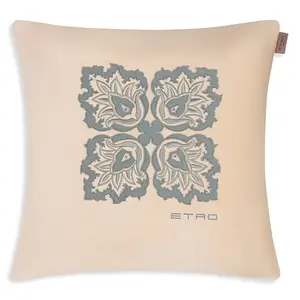 Etro Velvet Loto Embroidered Decorative Pillow, 18 X 18 - Beige