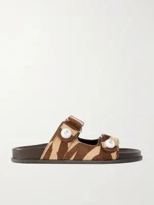 JIMMY CHOO Zebra-print Calf Hair Sandals - Brown