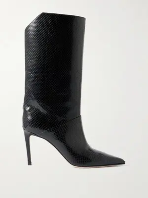 Lizard Embossed Leather Boots