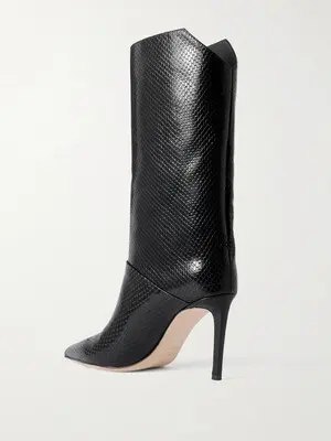 JIMMY CHOO Beren 85 Snake-effect Leather Boots