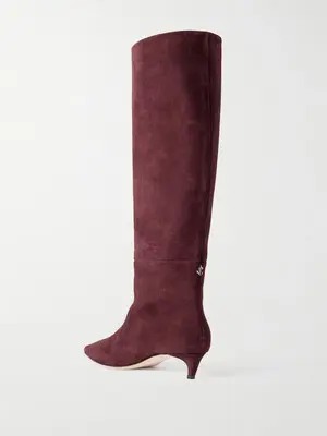 JIMMY CHOO Maxima 35 Suede Knee Boots - Burgundy