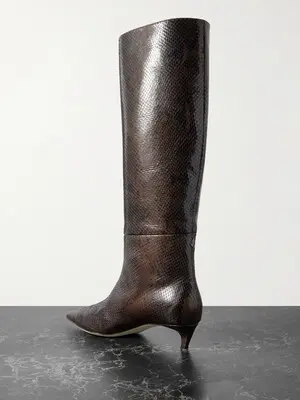 JIMMY CHOO Maxima 35 Snake-effect Leather Knee Boots - Brown
