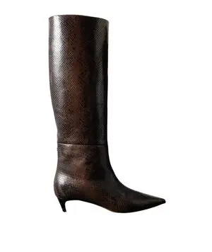 JIMMY CHOO Maxima 35 Snake-effect Leather Knee Boots - Chocolate