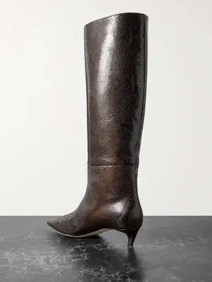 JIMMY CHOO Maxima 35 Snake-effect Leather Knee Boots - Chocolate