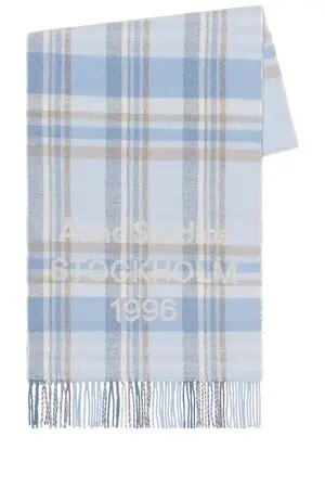 Acne Studios Venus Check 1996 Scarf In Beige - Aqua Blue & Beige