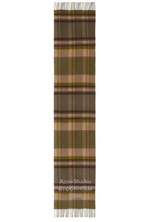 Acne Studios Venus Check 1996 Scarf In Beige - Olive Green & Grey